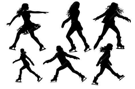 Eislaufen Silhouette Vektorbündel Schwarze Silhouette Premium Vektor