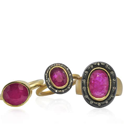 Ruby Halo Rings Gold And Oxidized Silver Bright Pink Ruby Statement