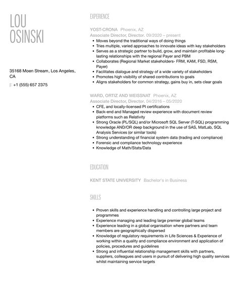 Associate Director Director Resume Samples Velvet Jobs