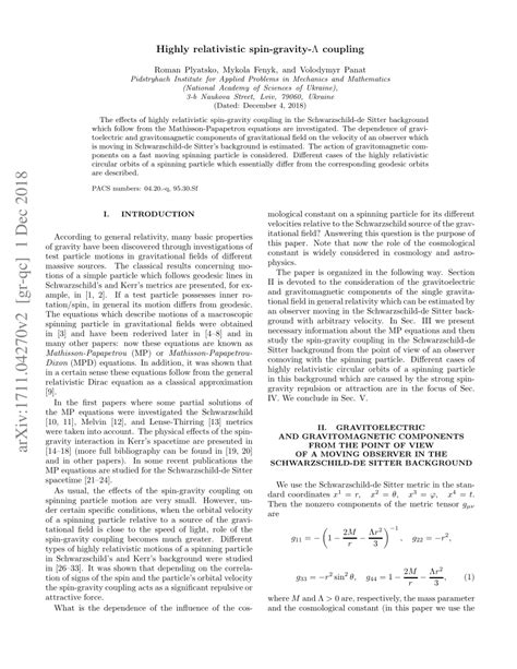 Pdf Highly Relativistic Spin Gravity Λ Coupling