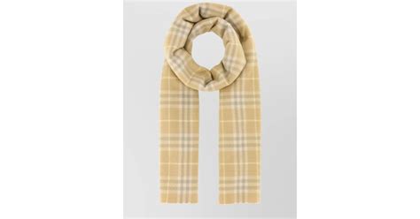 Burberry Embroidered Checks Cashmere Scarf In Natural Lyst