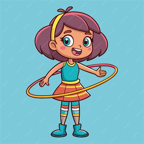 Premium Vector Girl Hula Hooper Cartoon Vector Image