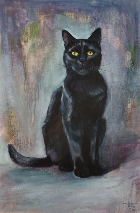 Pin By Ekaterina Gergel On Кошаки Black Cat Painting Cat Painting