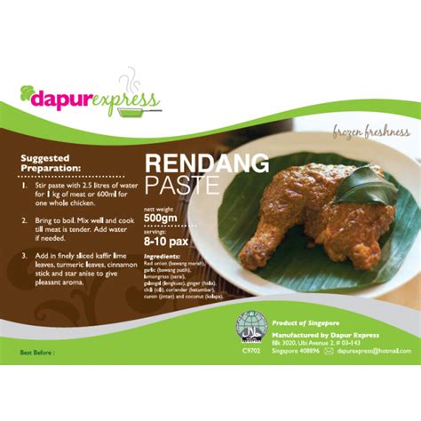 Buy Dapurexpress Rendang Paste 500g Suzyameer Online