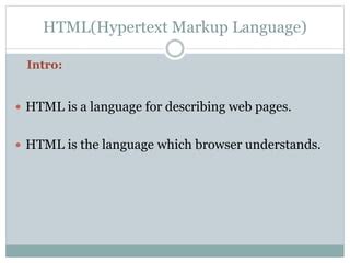 Introduction To HTML PPT