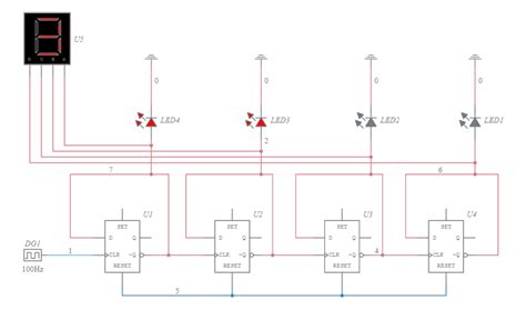 4 Bit Asynchronous Down Counter Multisim Live