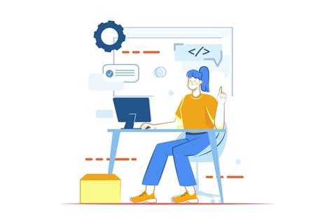 Premium Vector Concept Devops With People Scene In The Flat Cartoon Style A Woman Works As A