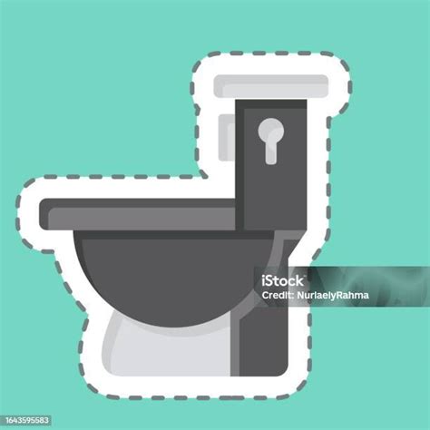 스티커 라인 컷 화장실 건축 자재 기호와 관련이 있습니다 심플한 디자인 편집 가능 간단한 그림 0명에 대한 스톡 벡터 아트 및