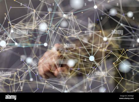 A 3d Illustration Of Global Network Blockchain With A Blurry Background