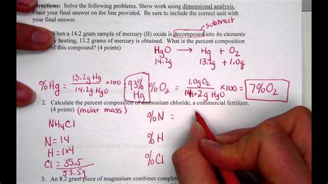 Percent Composition Problems Obj 8 Worksheets Library