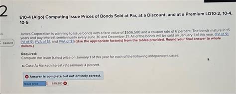 Solved 2 E10 4 Algo Computing Issue Prices Of Bonds Sold