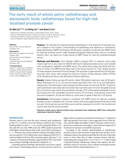 Pdf The Early Result Of Stereotactic Body Radiation Therapy Boost For
