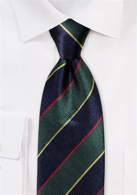 Hunter And Navy Striped Regimental Necktie Bows N