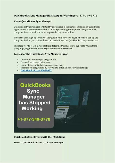 PPT QuickBooks Sync Manager Has Stopped Working PowerPoint Presentation ID