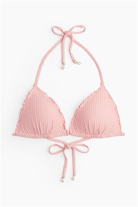 Push Up Triangle Bikini Top Light Pink Ladies Handm Gb