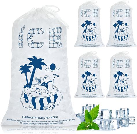 Enniyu Ice Bags 8 Lb With Drawstring 50 Pack Plastic Ice