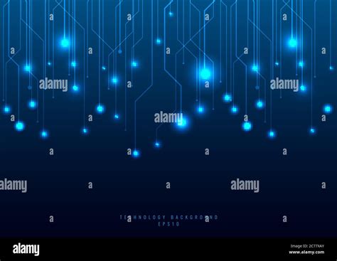 Abstract Technology Futuristic Concept Line And Node On Blue Background Networking Science