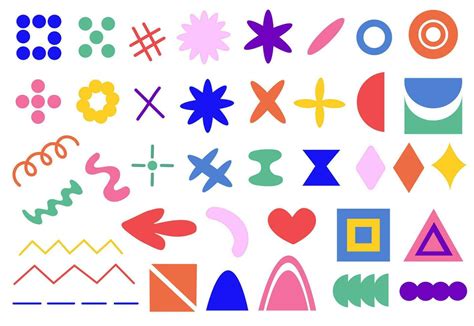 Collection Colorful Brutalism Basic Abstract Geometric Shapes Brutal Figure Star Oval Spiral