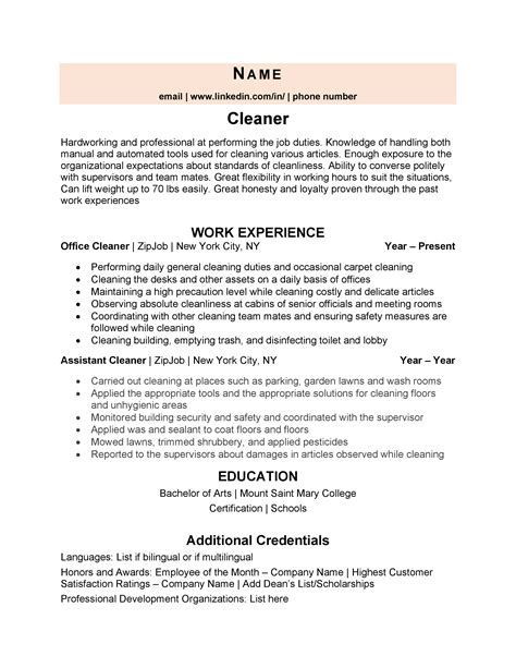 House Cleaning Cv Format At Jennifer Hanneman Blog