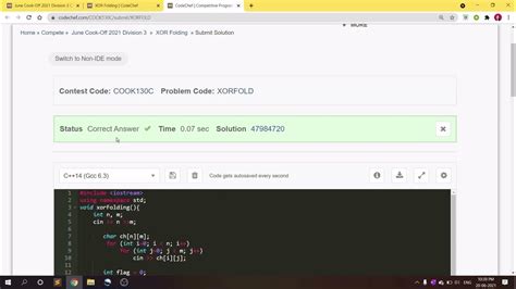 Codechef Cook Off 2021 Xor Folding Solution Youtube