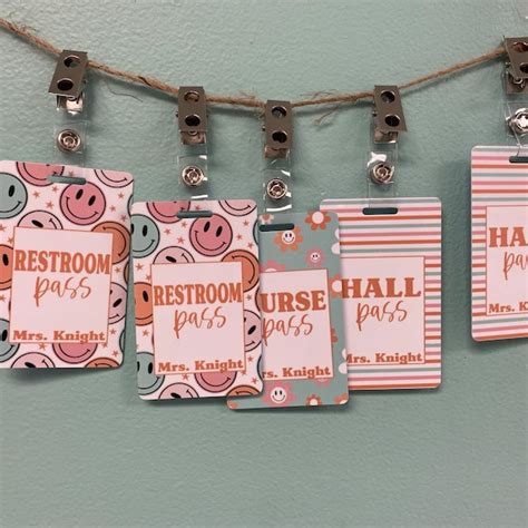 Retro Groovy Smiley Acrylic Classroom Hall Passes Etsy