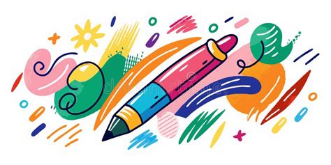 Crayon Doodle And Brush Stroke Vector Collection Stock Vector Illustration Of Pastel Artistic