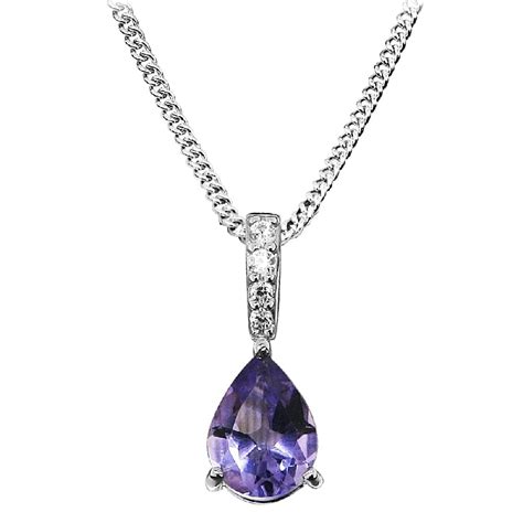 Grace And Co Hope Bette Silver Cz And Purple Amethyst Teardrop Pendant