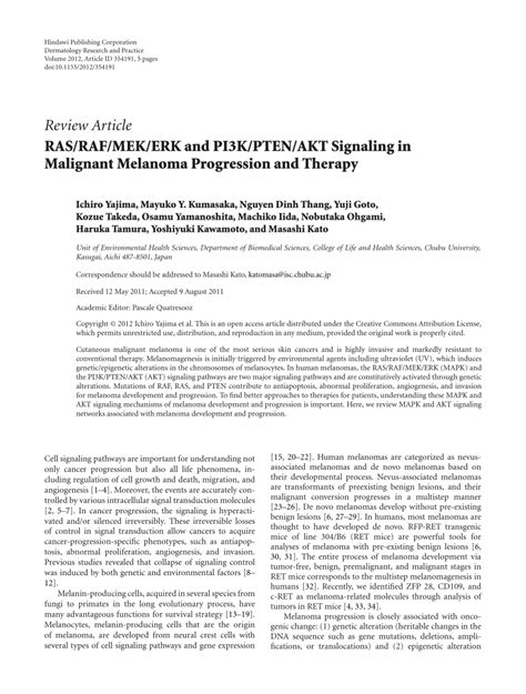 Pdf Rasrafmekerk And Pi3kptenakt Signaling In Malignant Melanoma