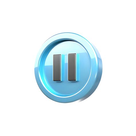 Three Dimensional Glossy Light Blue Pause Button Icon Digital Media