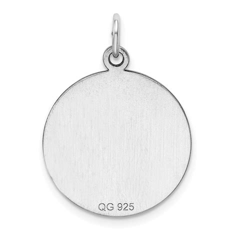 Sterling Silver Ss Rh Plt Engraveable Round Polished Frontsatin Back