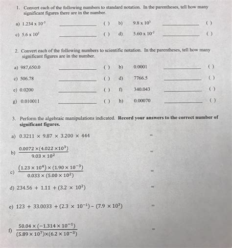 solved 1 convert each of the following numbers to standard
