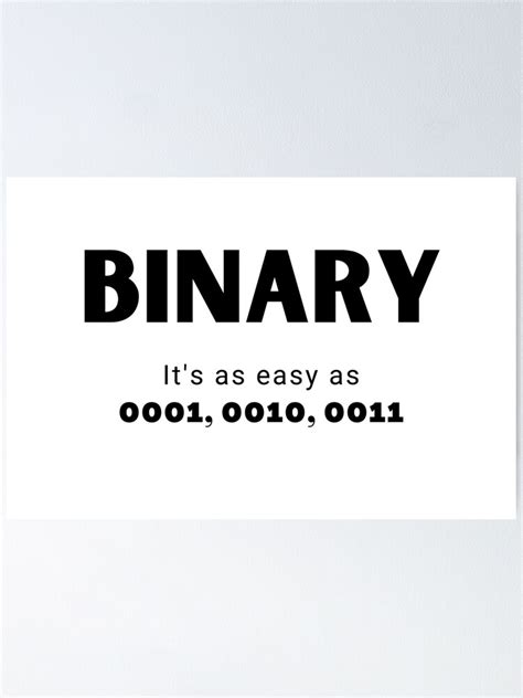 Binary Poster For Sale By The Cs Wardrobe Redbubble