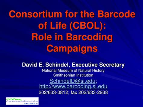 Ppt Consortium For The Barcode Of Life Cbol Role In Barcoding