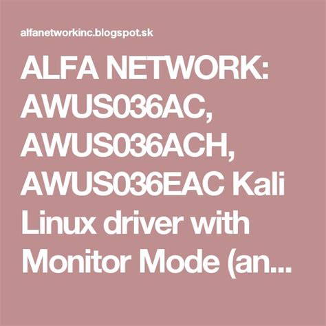 alfa network awus036ac awus036ach awus036eac kali linux driver with