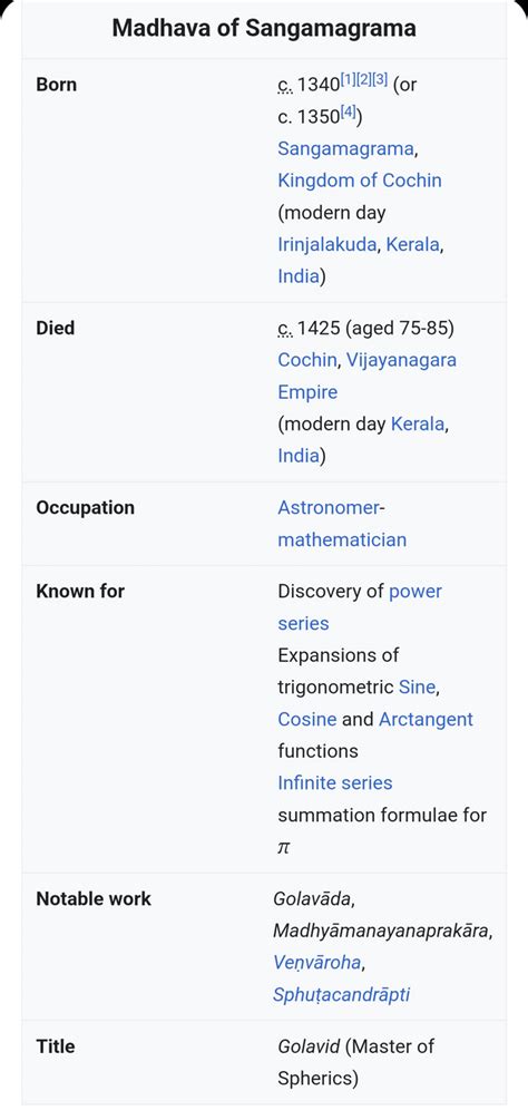 Madhava Of Sangamagrama A Brilliant Mathematician Who Discovered π And