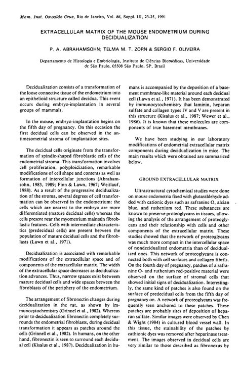 Pdf Extracellular Matrix Of The Mouse Endometrium During Decidualization