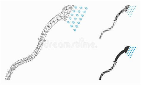 Shower Vector Mesh Network Model And Triangle Mosaic Icon Stock Vector Illustration Of Collage