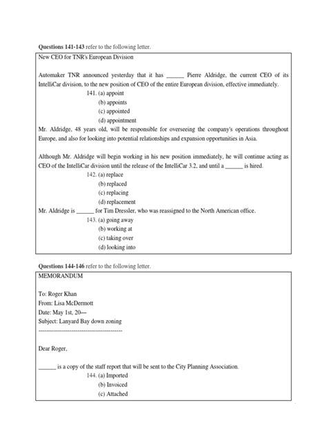 Toeic Reading Part 6 Pdf Economies Business