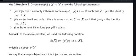 Get Answer HW Problem Given A Map F X Y Show The Following Statements Transtutors