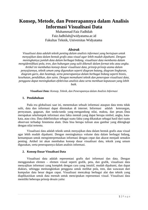 Pdf Konsep Metode Dan Penerapannya Dalam Analisis Informasi Visualisasi Data