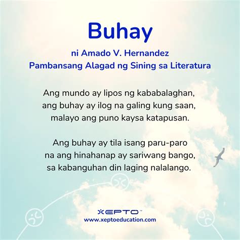 Xepto Education Anong Paborito Ninyong Tulang Pilipino Buhay Ni