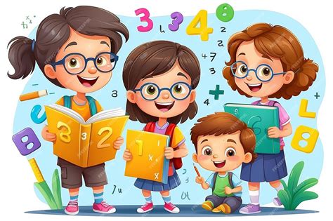 Crianças Felizes Aprendendo Ilustração De Matemática Foto Premium