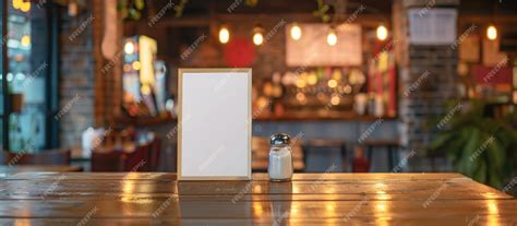 Premium Photo Menu Frame Displayed On A Wooden Table At A Bar