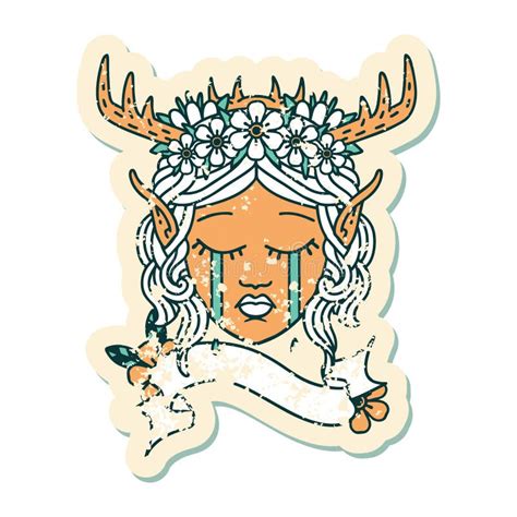 Sad Elf Druid Character Face Illustration Stock Vector Illustration