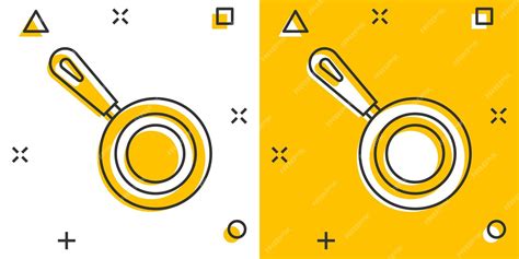 Icône De Poêle à Frire De Dessin Animé De Vecteur Dans Le Style Comique