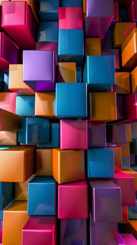 Colorful Cubes Stack Together Creating A Visually Stimulating Pattern