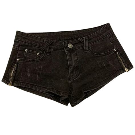 Layla Ro Low Rise Denim Shorts Black Please Depop