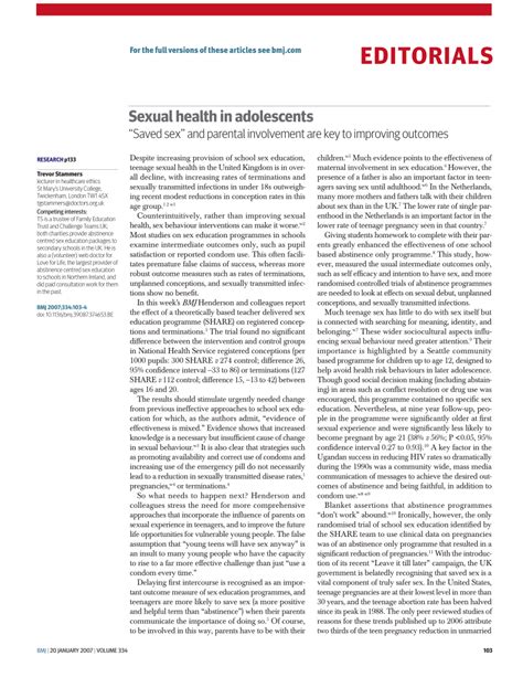 PDF Sexual Health In Adolescents Saved Sex And Parental Involvement Are Key To Improving