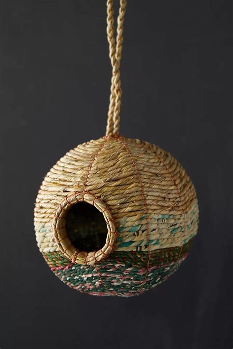 Recycled Sari Seagrass Bird Nest Round Bird House Bird Nest
