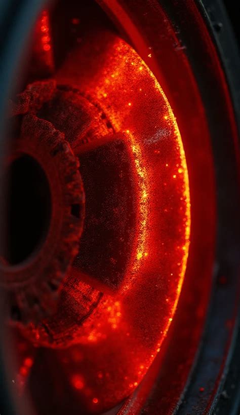 Extreme Macro Photographyglowing Red Carbon Ceramic Brake Disc During
